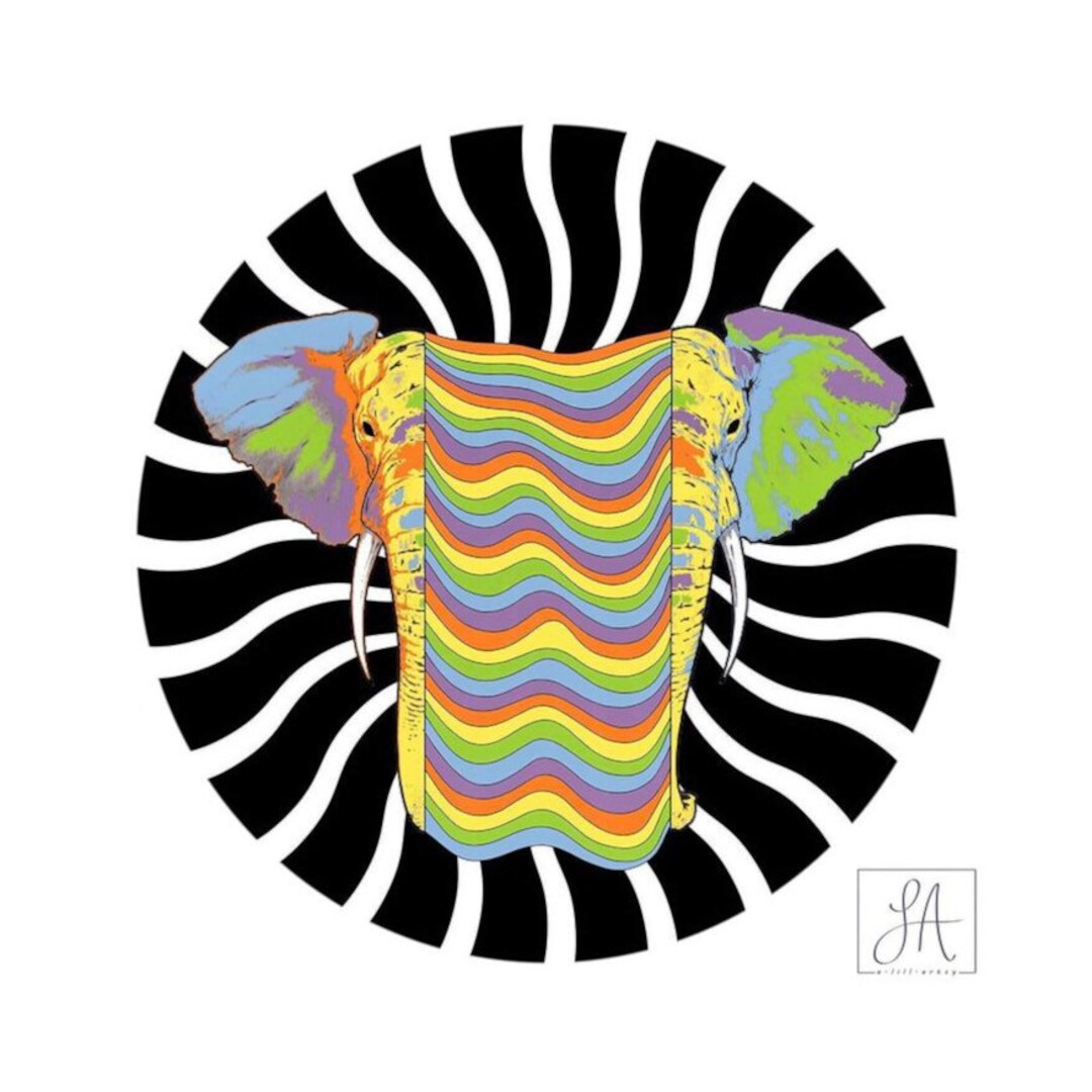 Trippy Elephant Art Print 10x10 - Etsy