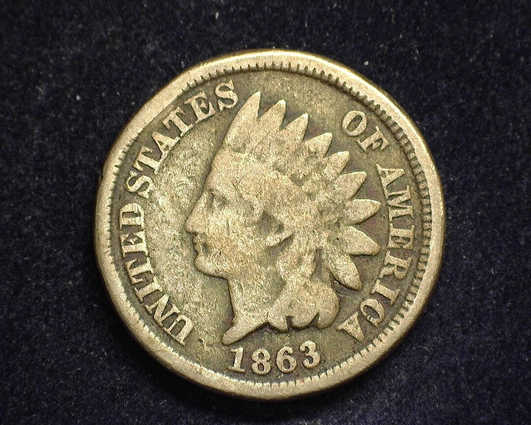 Hs&c: 1863 Indian Head Penny/cent G US Coin - Etsy