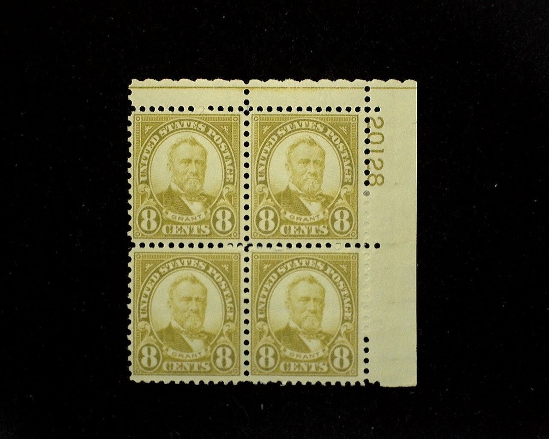 HS&C: Scott #640 Mint 8 Cent Grant Plate Block of Four, PL #20128. Vf ...
