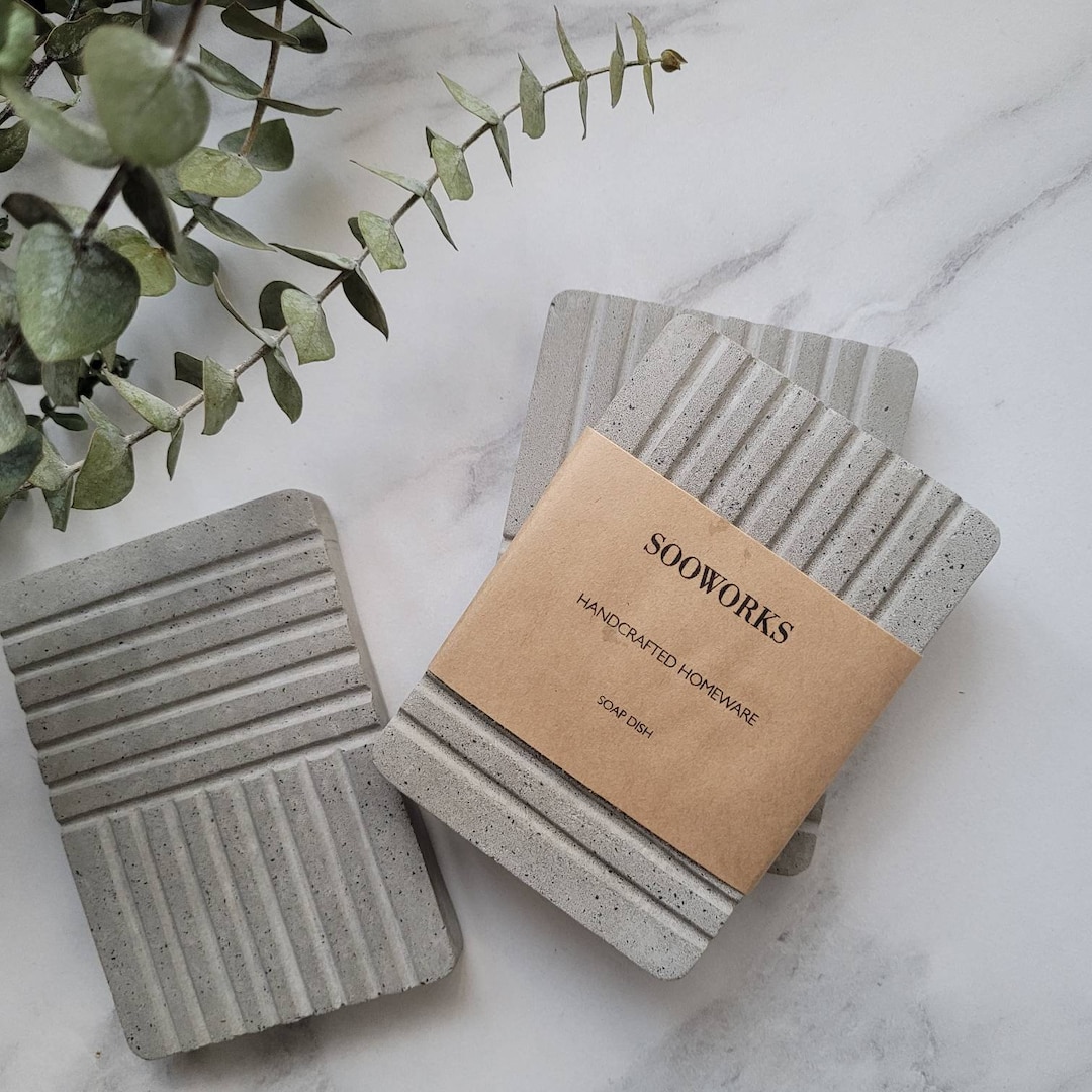 Handmade Concrete Soap Dish: Minimalist Rustic Bathroom Decor - Etsy