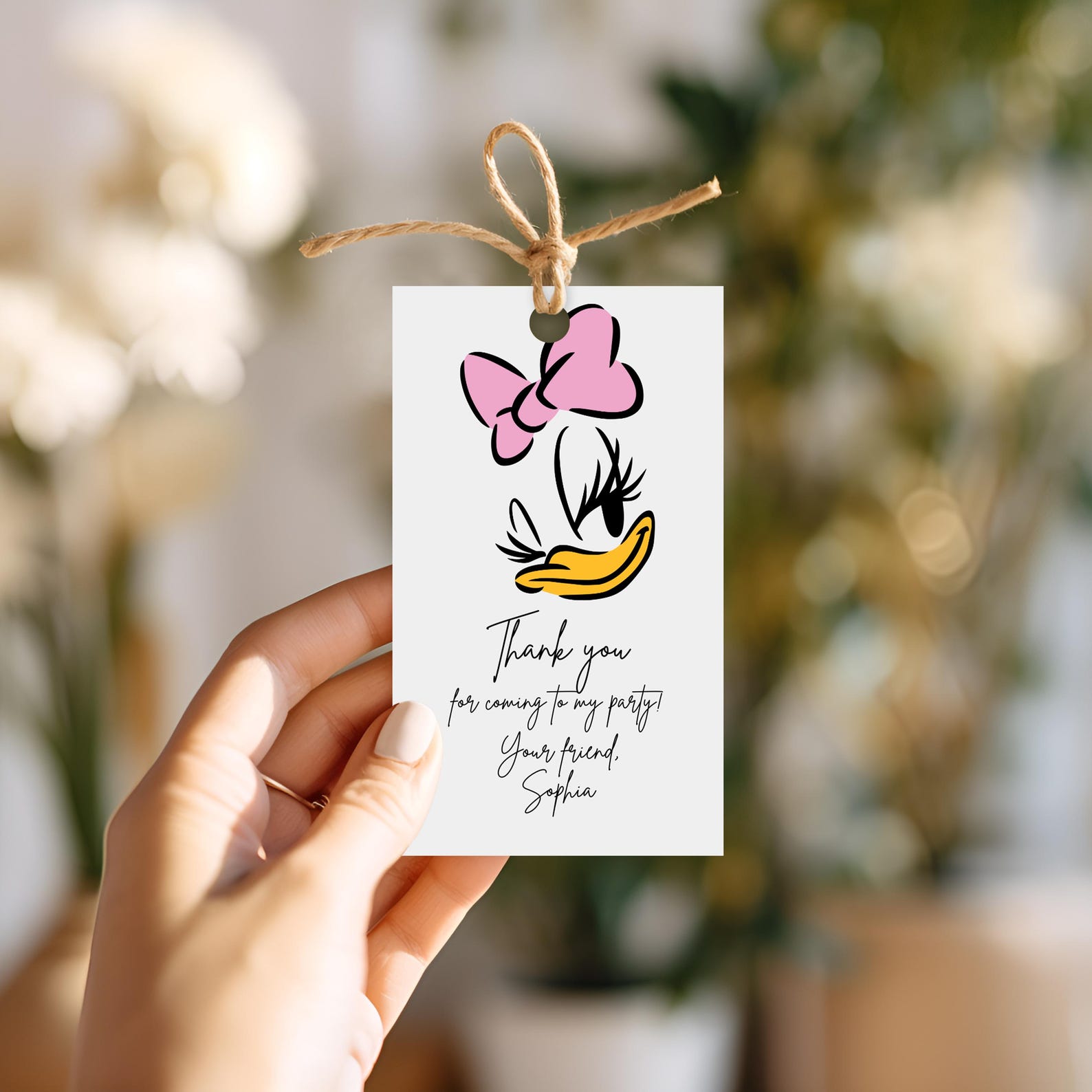 Daisy Duck Birthday Party Favor Tag: DIY Thank You Card (digital ...