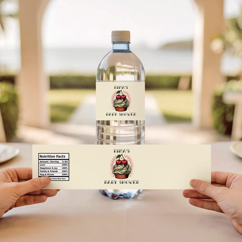 Tattoo Baby Shower Water Bottle Label, Edgy Rocker Style, Traditional ...