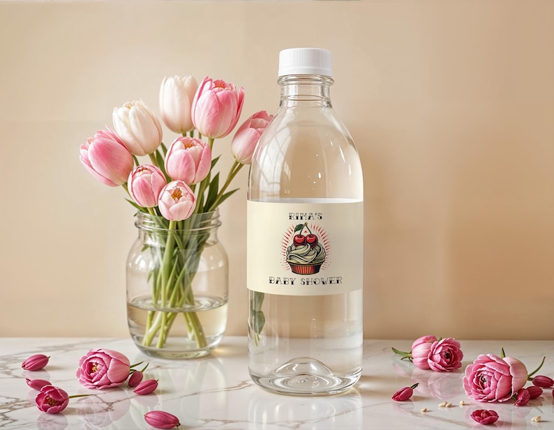 Tattoo Baby Shower Water Bottle Label, Edgy Rocker Style, Traditional ...