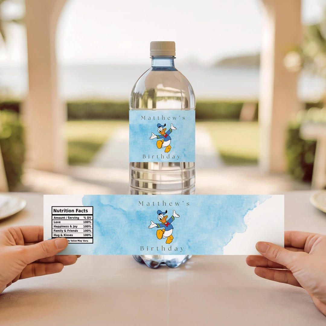 Donald Duck Water Bottle Label – Editable Birthday Party Favor - Etsy