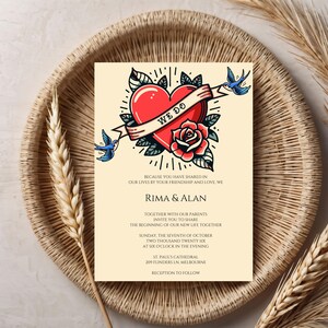 Traditional Tattoo Wedding Invitation Set,rockabilly Wedding Invite ...