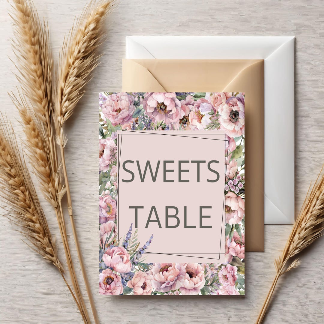 Printable Peonies Floral 4 Table Signs.peonies Floral Colors Baby ...