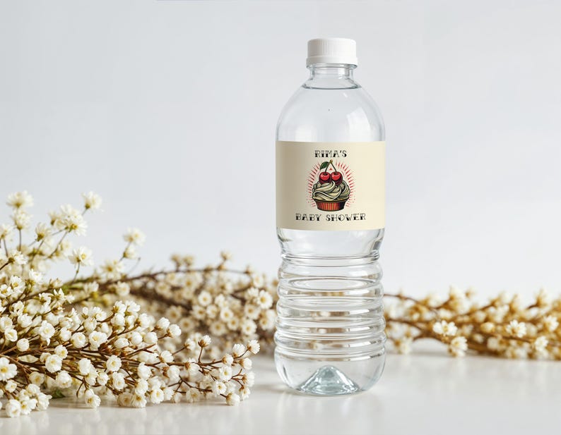 Tattoo Baby Shower Water Bottle Label, Edgy Rocker Style, Traditional ...