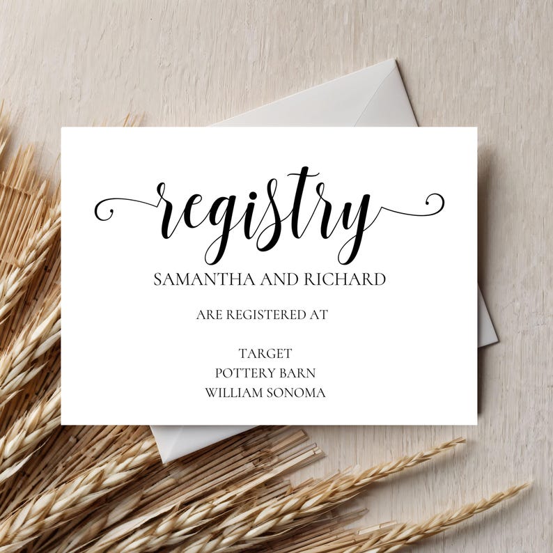 Minimalist Wedding Registry Card Template (digital Download) - Etsy