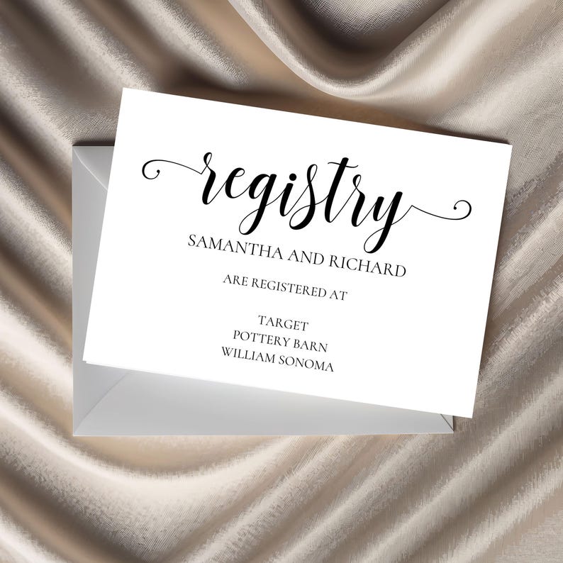 Minimalist Wedding Registry Card Template (digital Download) - Etsy