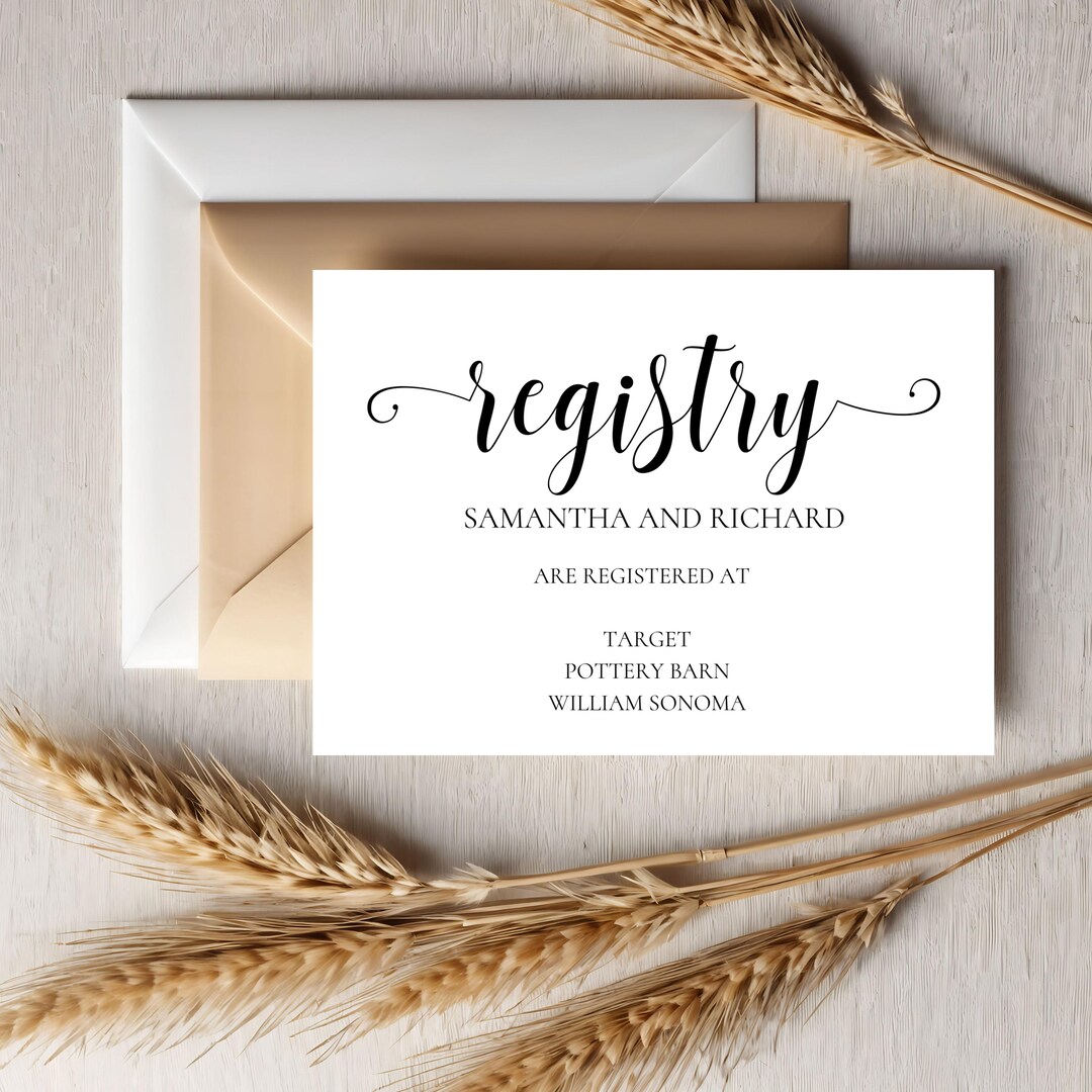 Wedding Registry Card, Minimalist Wedding Registry, Card Template ...