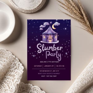 Slumber Party Invitation: Glamping Tent, Editable Printable (digital ...