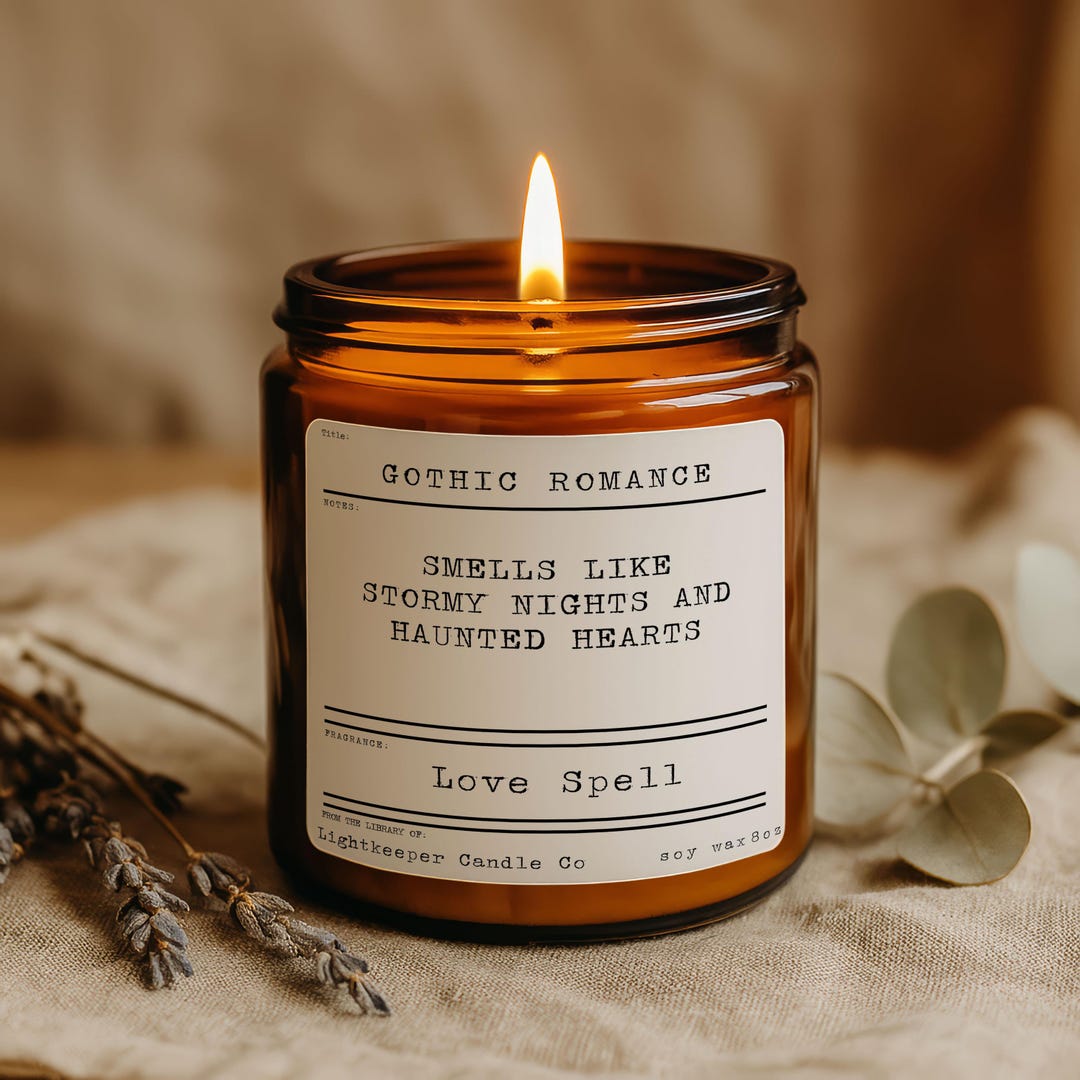 Gothic Romance Soy Candle, Dark Academia Literary Gift, Amber Jar Home ...