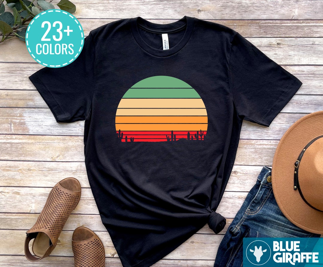 Vintage Desert Sunset Tee Minimalistic Desert Tee Hot - Etsy
