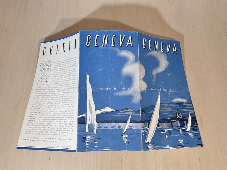 1948 Geneva Tourist Map | Travel Brochure | Switzerland | Vintage ...
