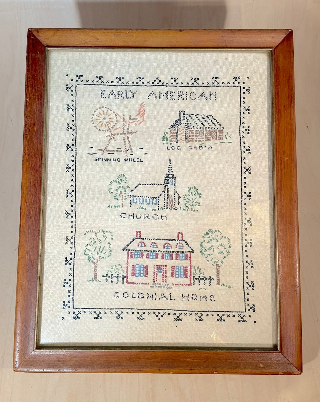 Vintage Cross Stitch Sampler | Colonial American Theme | 1930s - Etsy