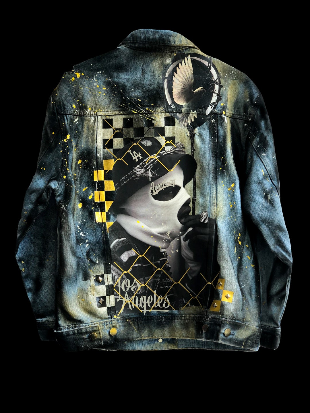 Gangster Unique Jacket With Handmade Design Jeans Jacket Unisex Gold ...