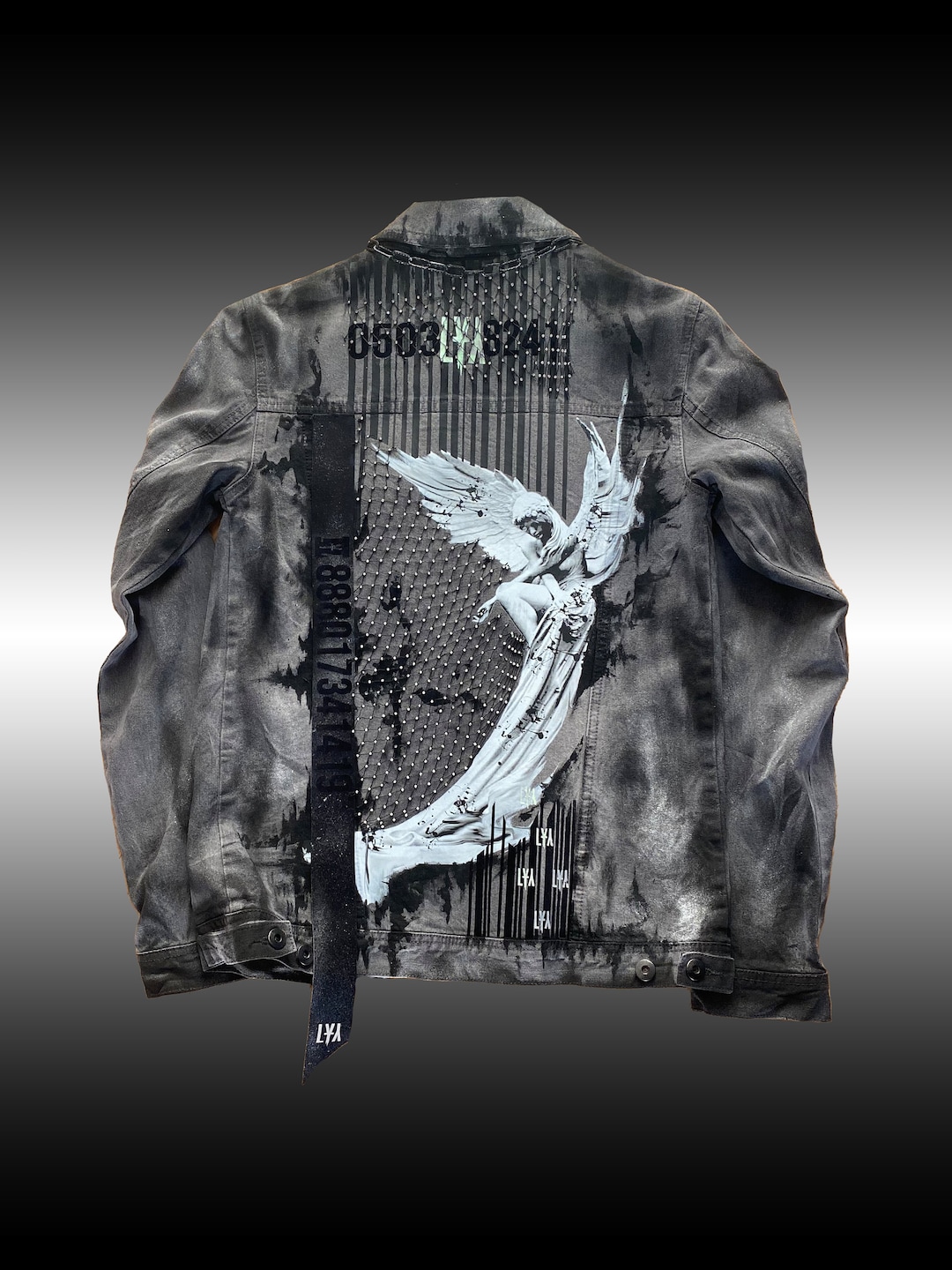 Hand Designed Jeans Jacket With Angel Motif, Unisex and Unique ...