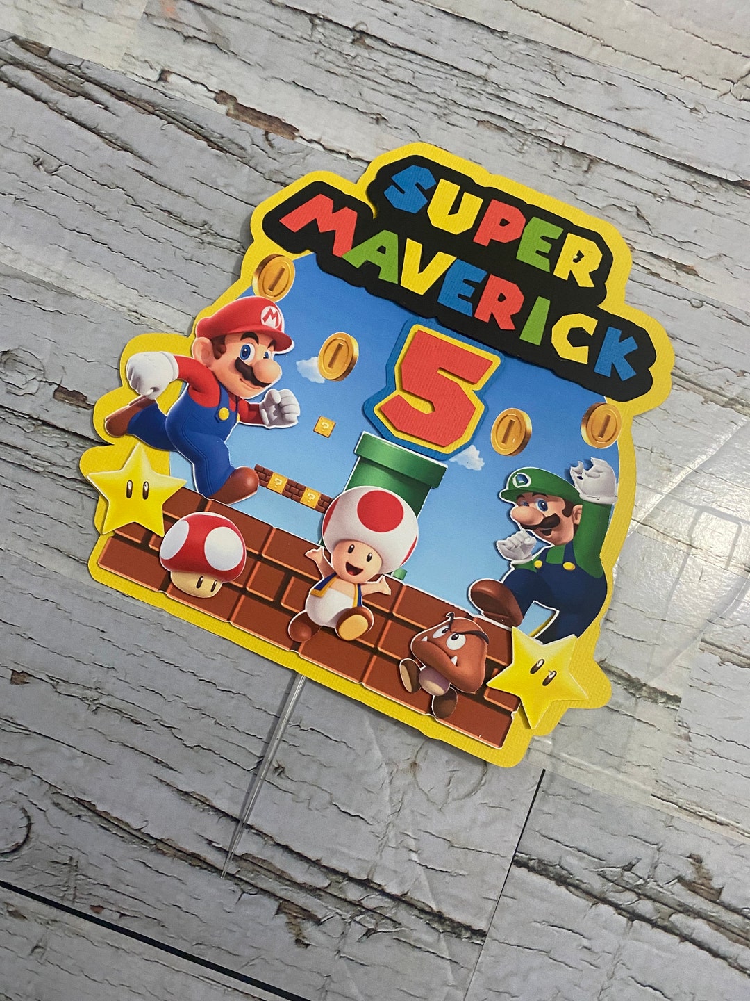 Super Mario Birthday Cake Topper Cake Decor Birthday Decor - Etsy