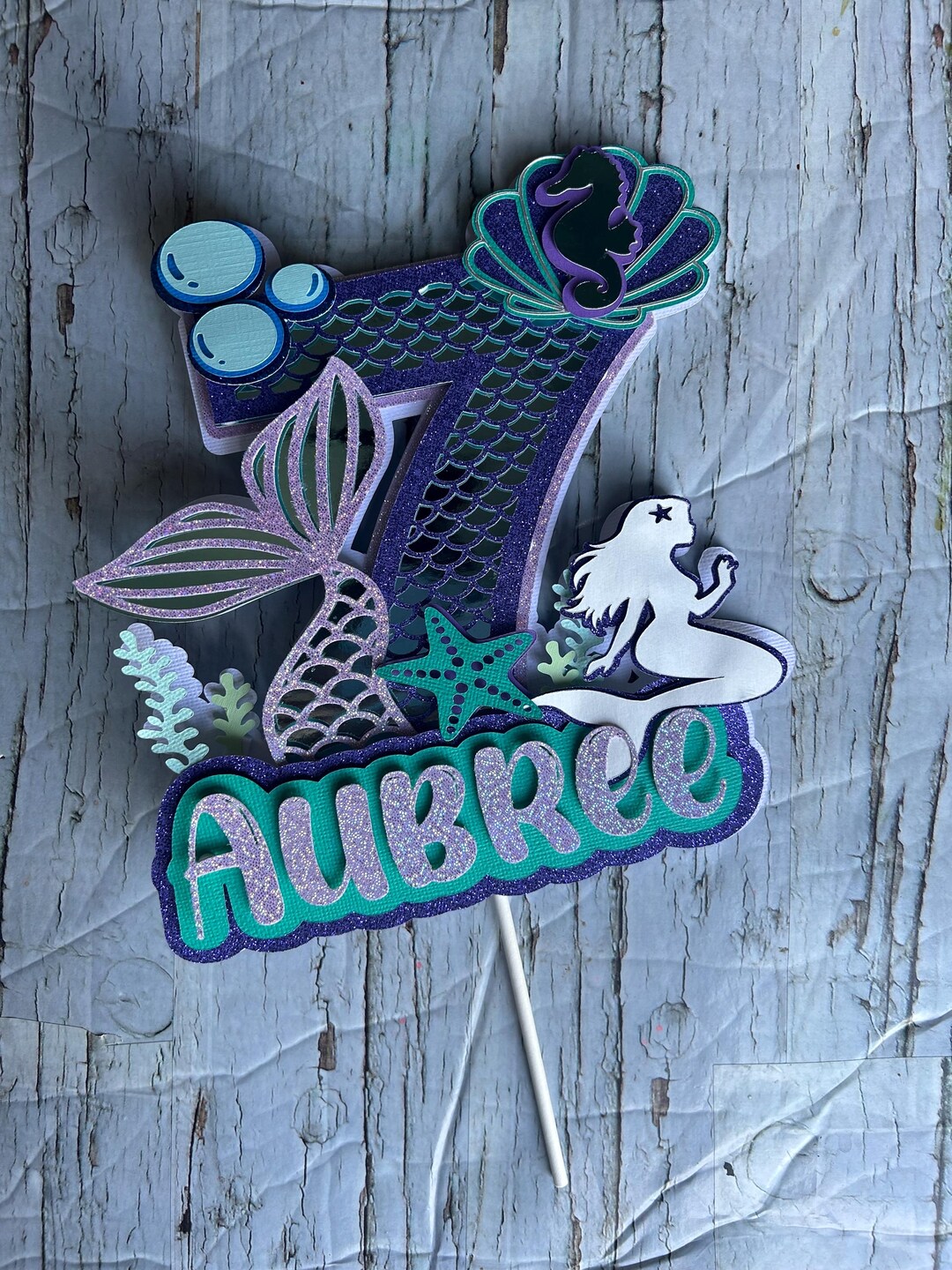 Mermaid Birthday Cake Topper Cake Decor Birthday Decor Mermaid Theme ...