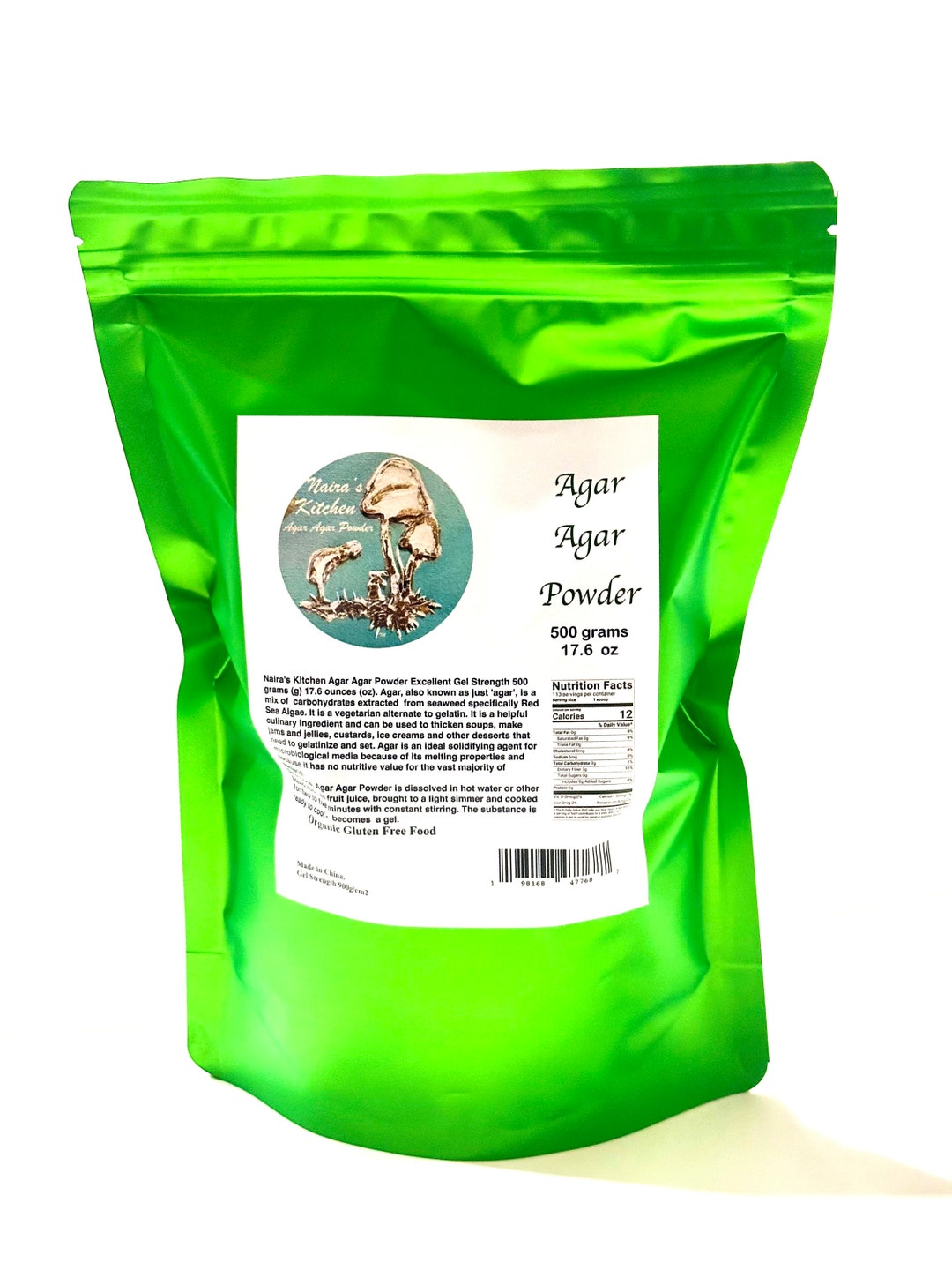 500 Grams Agar Agar Powder Excellent Gel Strength 900g/cm2 Foil Zip ...