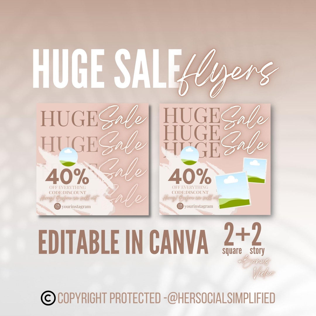 Huge Sale Video and Flyer and Story - Fully Editable Using Canva - Etsy