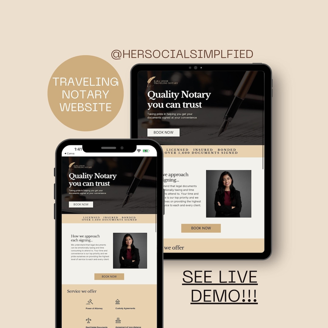 Notary Website Template - See Demo - Easily Edit in Minutes - Step by ...