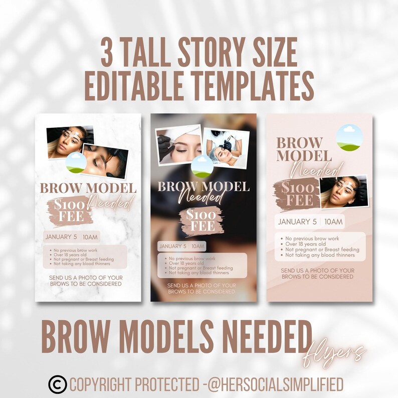 Brow Models Needed Flyer Editable With Paid Canva Account | Etsy