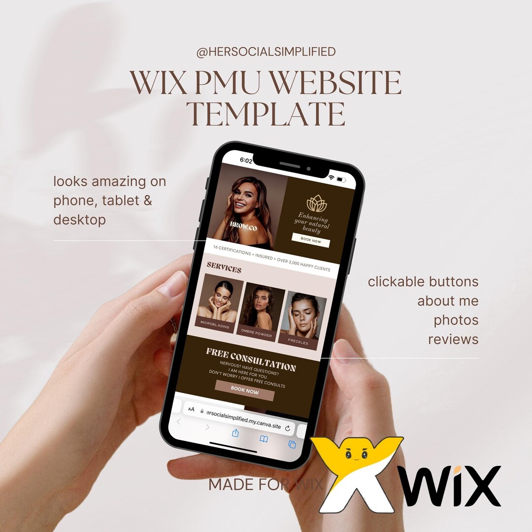 WIX Powder Brow PMU Website Template - See Demo - This is for WIX Only ...