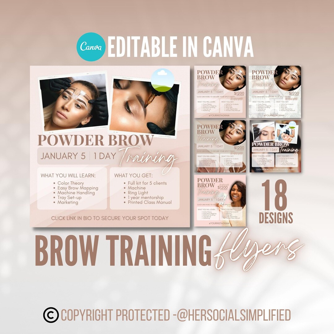 DIY Powder Brow Class Flyer, Instant Download, Eyebrow Flyer, Brow Tech ...