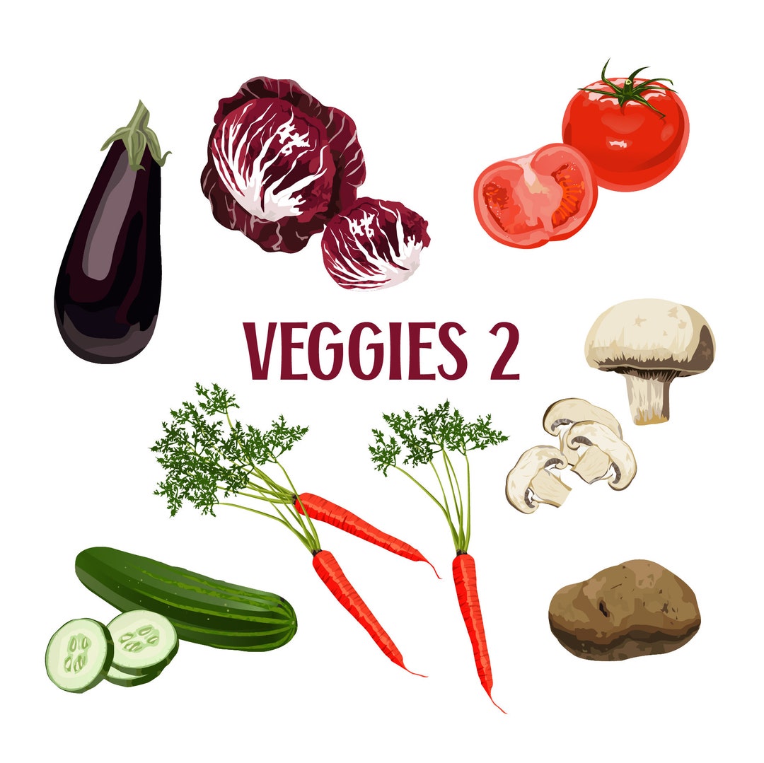 Veggies 2 Clipart Set Vegetable Illustrations Transparent High ...