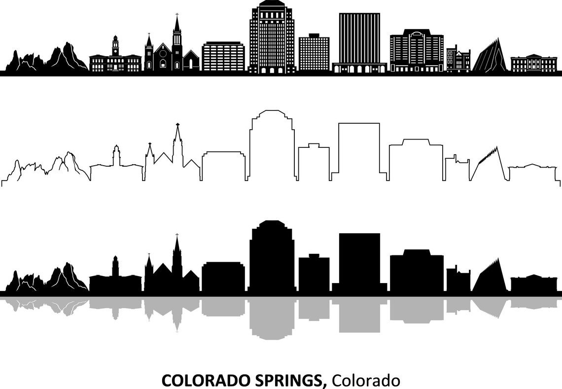 COLORADO Springs Colorado USA SKYLINE City Outline Silhouette Vector ...