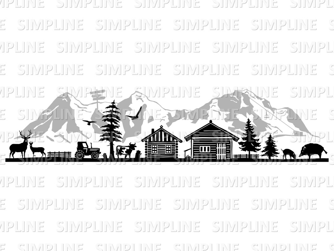 SWITZERLAND MOUNTAINS Alps Skyline Silhouette Vector Svg Eps Png - Etsy