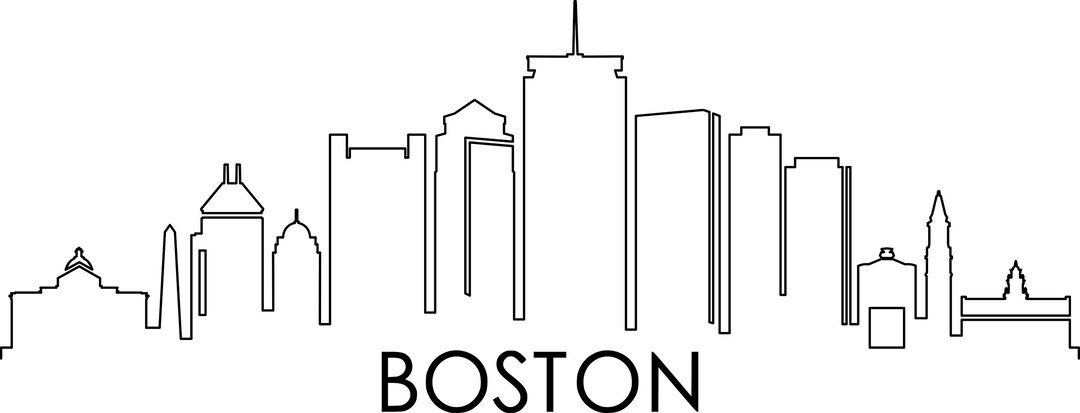 BOSTON City SKYLINE Outline Silhouette Vector Svg Eps Jpg Png - Etsy