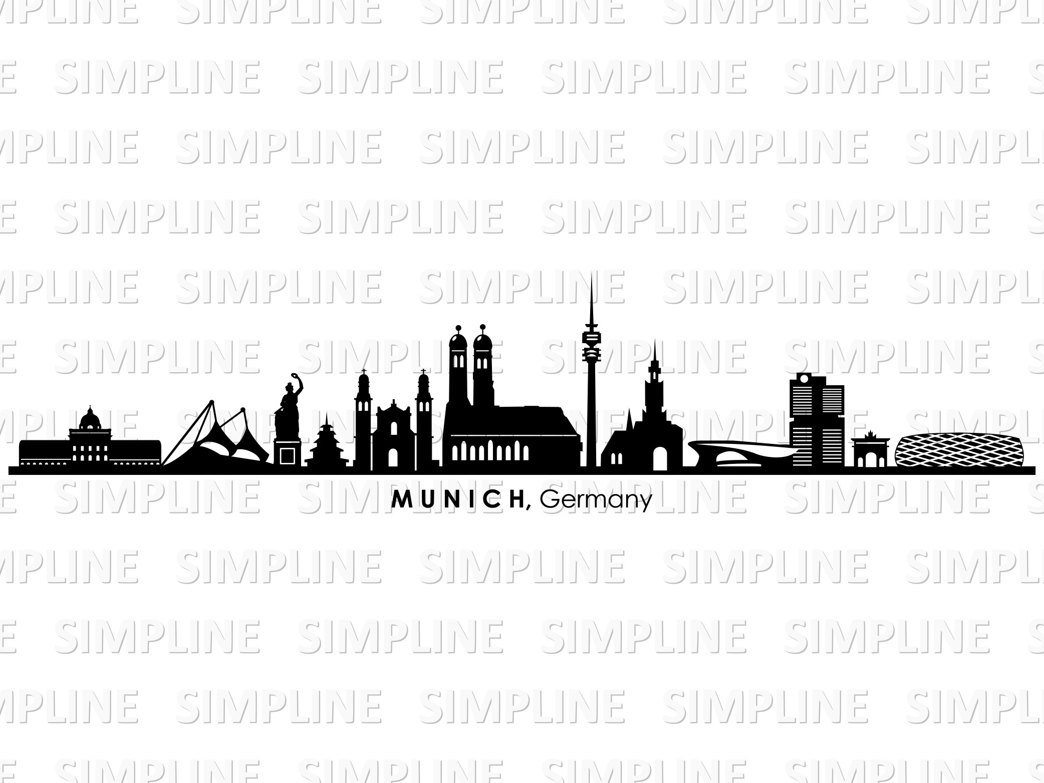 Munich Skyline Outline