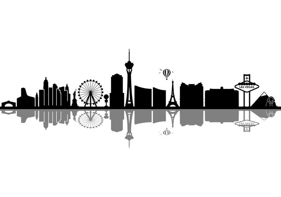 Las VEGAS Nevada USA Skyline City Outline Silhouette Vector | Etsy