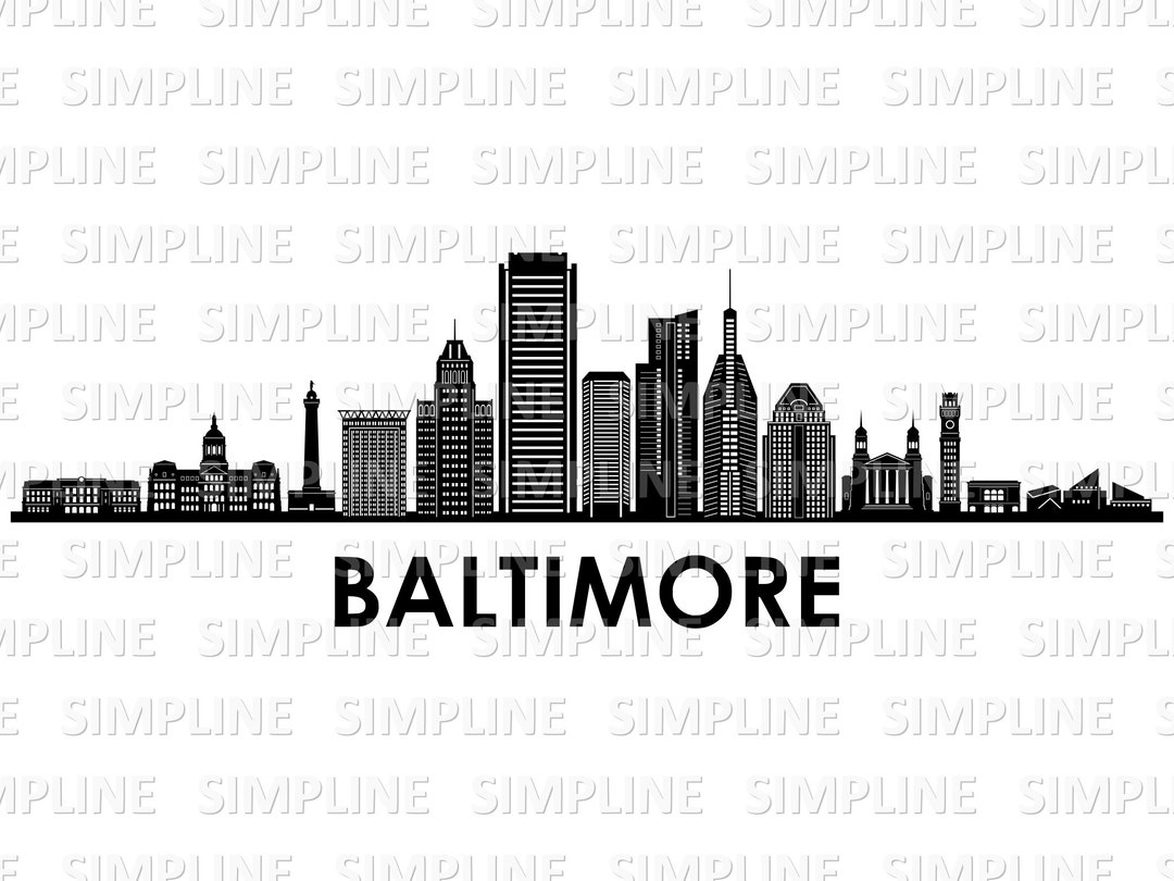 BALTIMORE MARYLAND City SKYLINE Outline Silhouette Vector Svg Eps Jpg ...