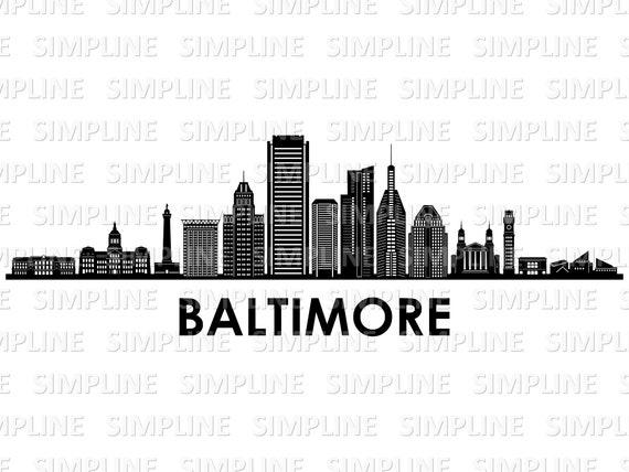 BALTIMORE MARYLAND City SKYLINE Outline Silhouette Vector Svg - Etsy