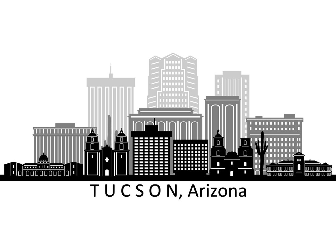 TUCSON Arizona USA SKYLINE City Outline Silhouette Vector Graphics Svg ...