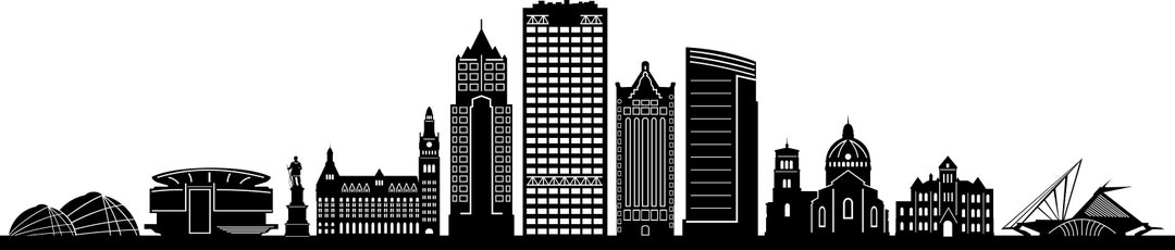 MILWAUKEE Wisconsin USA SKYLINE City Outline Silhouette Vector Graphic ...