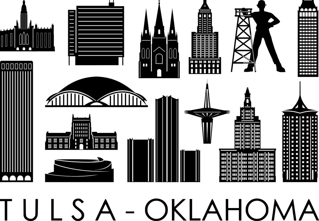 TULSA Oklahoma City SKYLINE Outline Silhouette Vector Svg Eps Jpg Png ...
