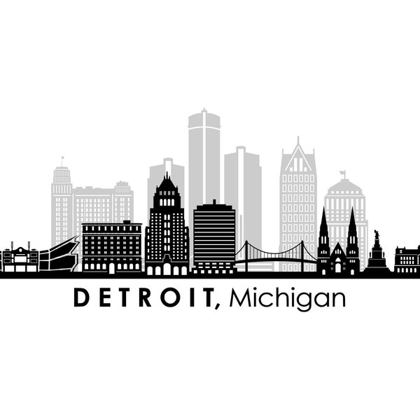 Detroit Skyline Outline - Etsy