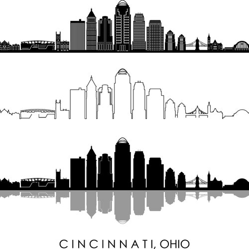 Cincinnati SVG Ohio City Vector Skyline Cincinnati - Etsy