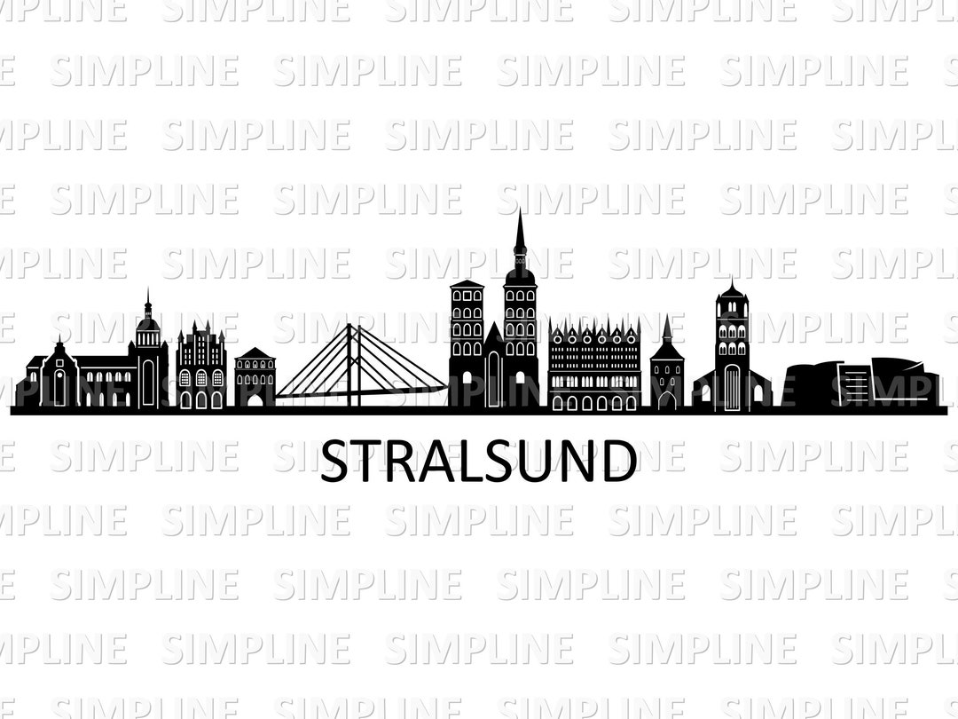 STRALSUND Germany Mecklenburg-vorpommern SKYLINE City Outline ...