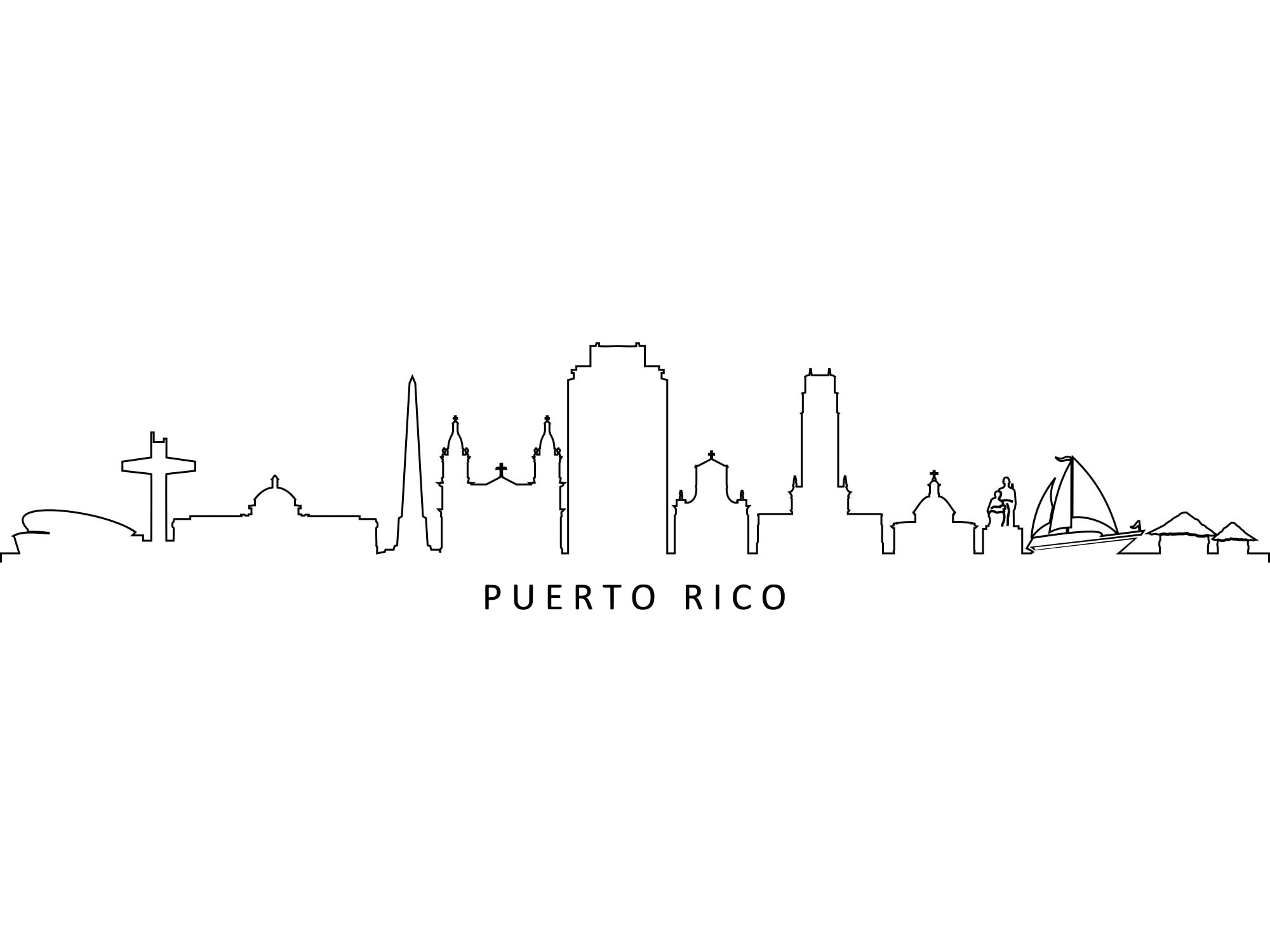 PUERTO RICO Usa Island SKYLINE City Outline Silhouette Vector - Etsy España