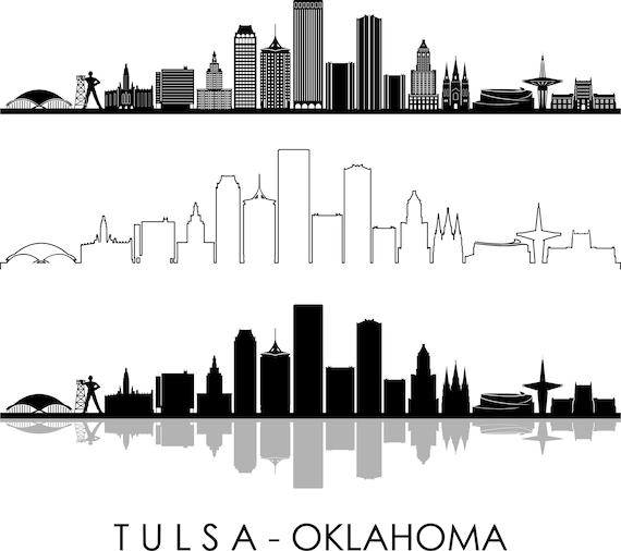 TULSA CITY Set Oklahoma SKYLINE Outline Silhouette Vector Svg - Etsy