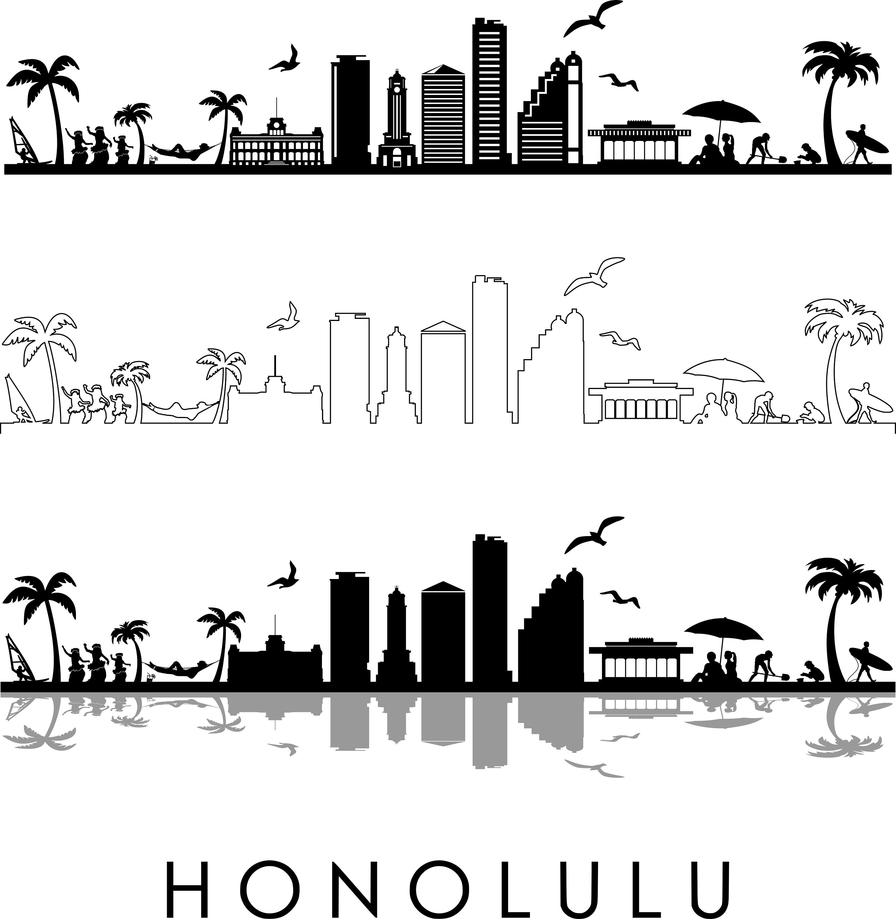 Honolulu Skyline Drawing