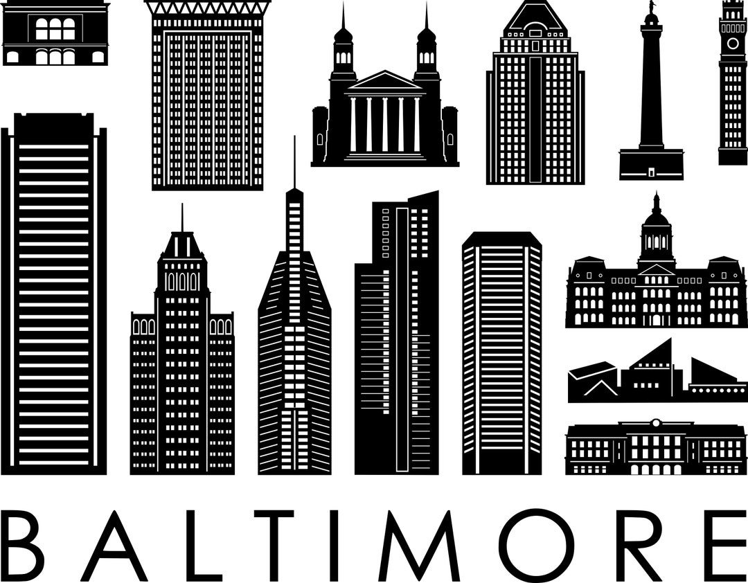 BALTIMORE MARYLAND City SKYLINE Outline Silhouette Vector Svg Eps Jpg ...