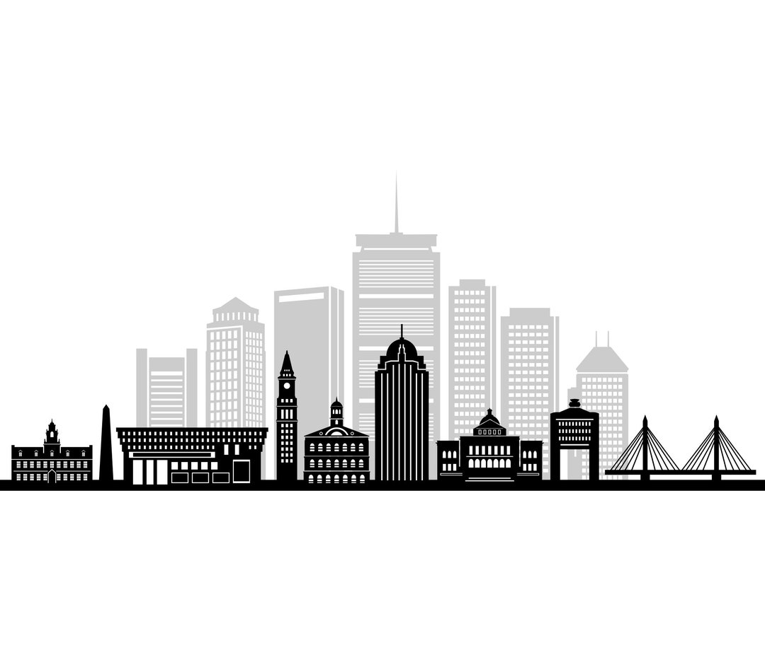 BOSTON City SKYLINE Outline Silhouette Vector Svg Eps Jpg Png - Etsy