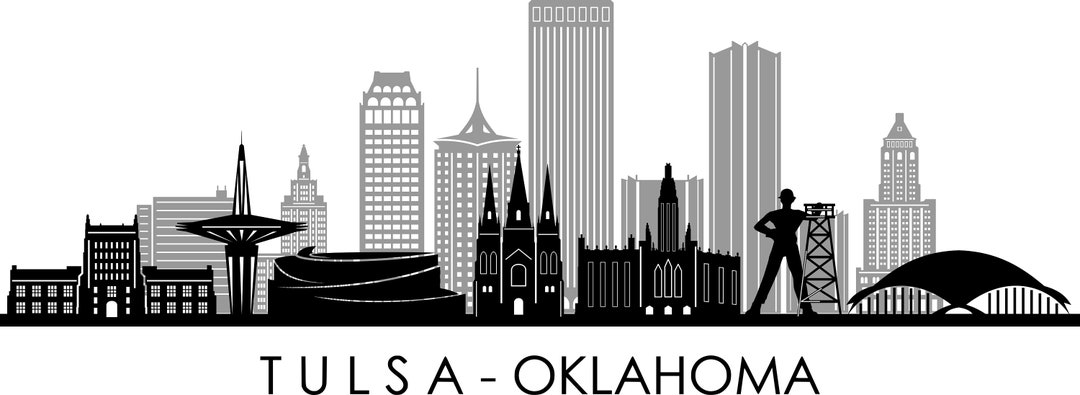 TULSA CITY Oklahoma SKYLINE Outline Silhouette Vector Svg Eps Jpg Png ...
