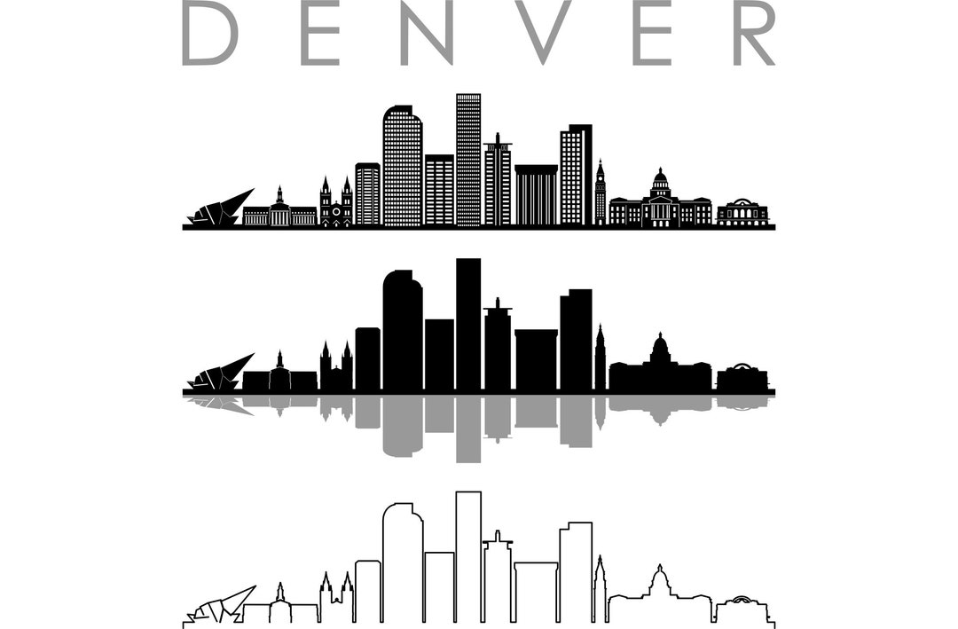 DENVER SKYLINE Outline Silhouette Vector Svg Eps Jpg Png - Etsy